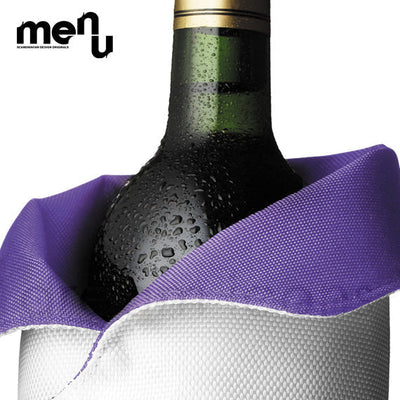 Menu Cool Coat Bottle Cooler, in white and neo purple.– Dream Icons